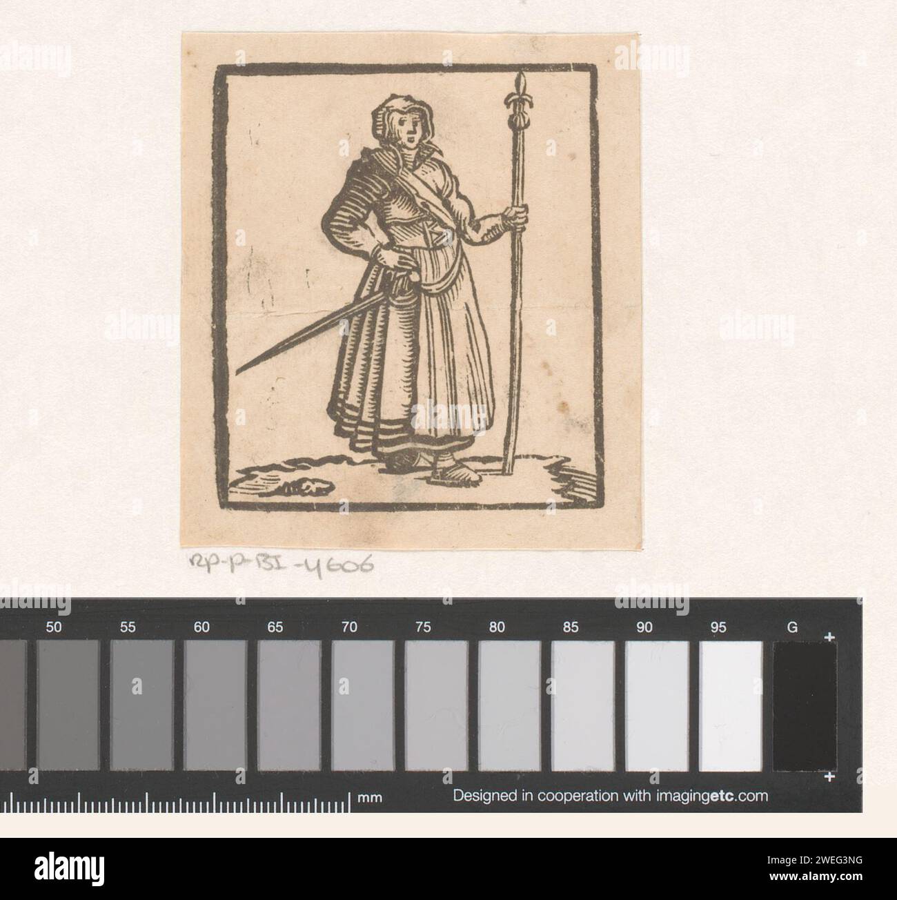 Standing woman with a sword and a lance, Anonymous, 1600 - 1699 print ...