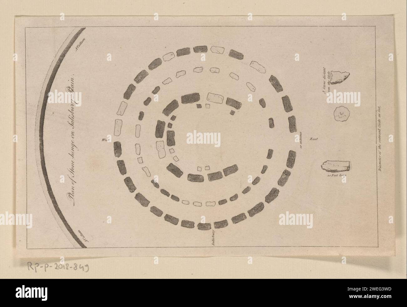 Map of the Stonehenge, Anonymous, 1800 - 1900 print paper etching ...