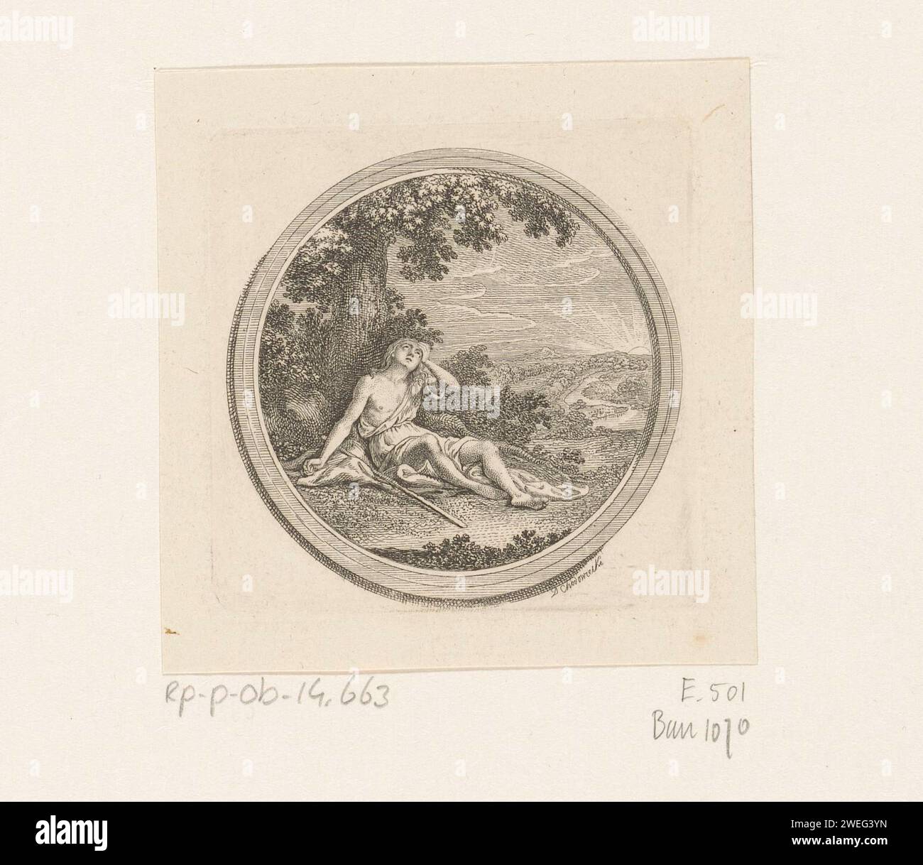 Jacob sitting under a tree, in the distance the rising sun, Daniel ...