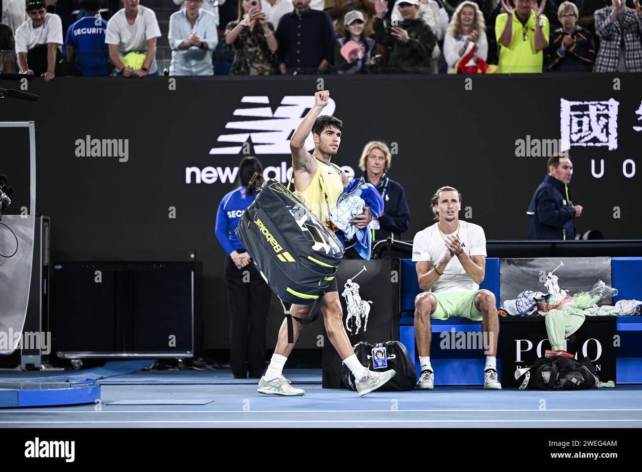 Sascha Alexander Zverev and Carlos Alcaraz during the Australian Open AO 2024 Grand Slam tennis ...