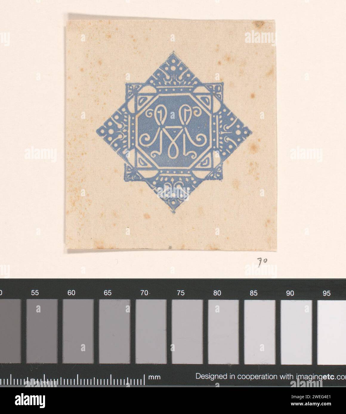 Vignette with monogram MVH, Bernard Willem Wierink, c. 1871 - 1939 ...