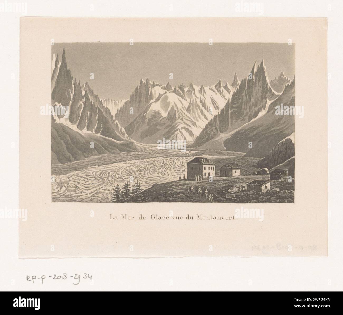 View of Mer de Glace from Montanvert, Anonymous, 1750 - 1850 print View of the glacier mer de ...