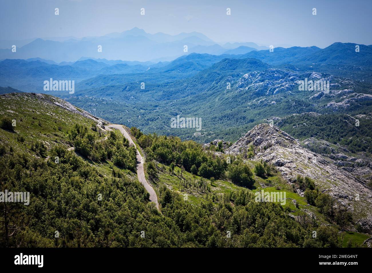 The road through Lovcen National Park leads to the Mausoleum of Petar ...