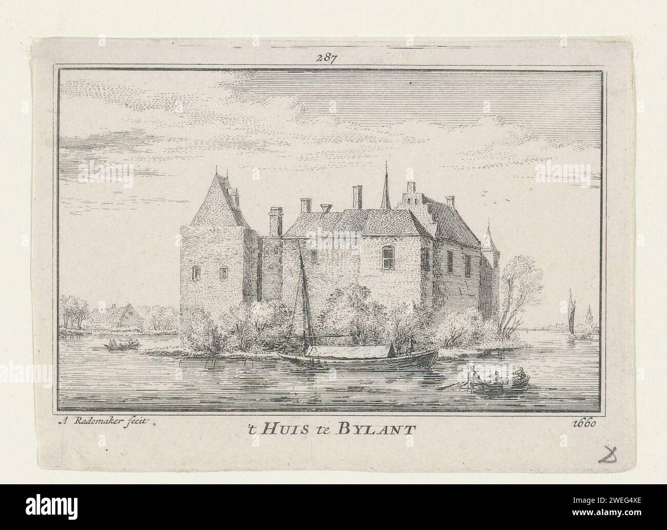 Castle Bylandt, Abraham Rademaker, 1727 - 1733 print View of Castle ...
