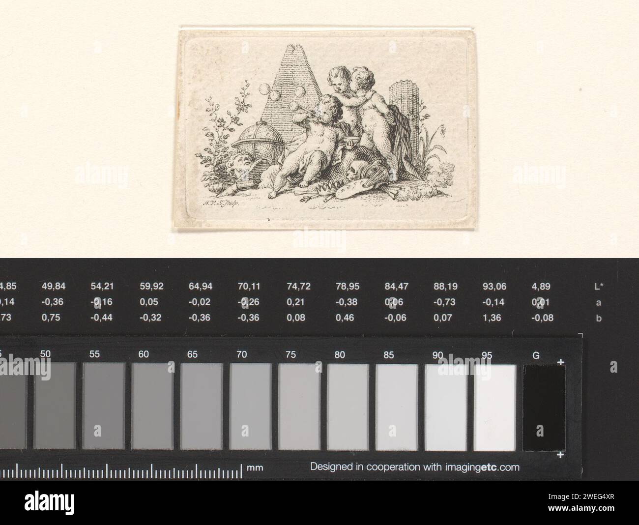 Three putti between globe, pyramid and broken column, Jacob van der ...