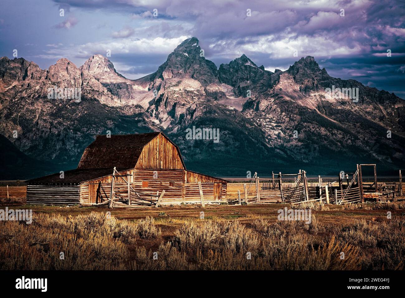 The John Moulton barn on Mormon row near Grand Teton National Park in ...