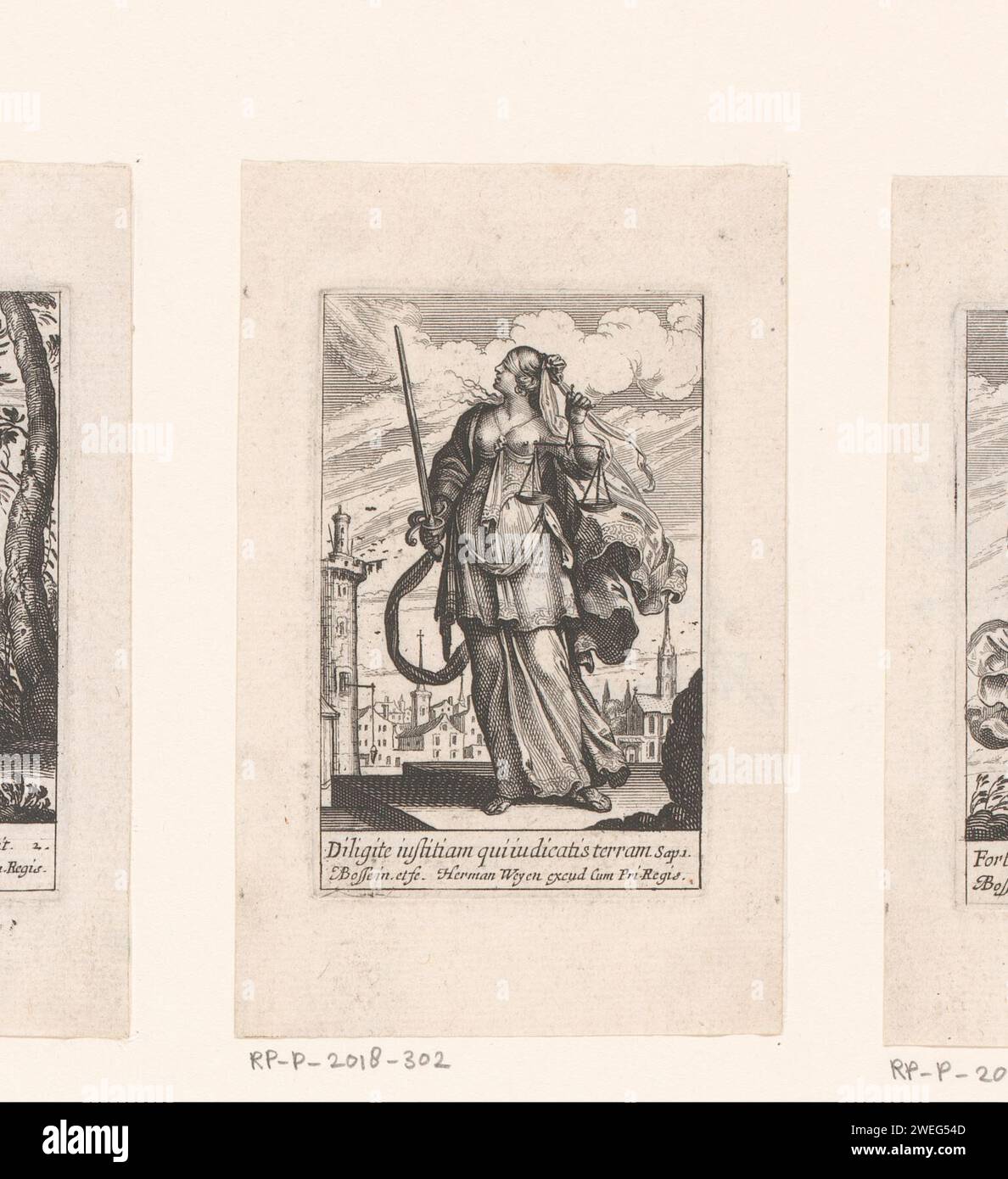 Justice (Justitia), Abraham Bosse, 1636 print paper etching / engraving ...