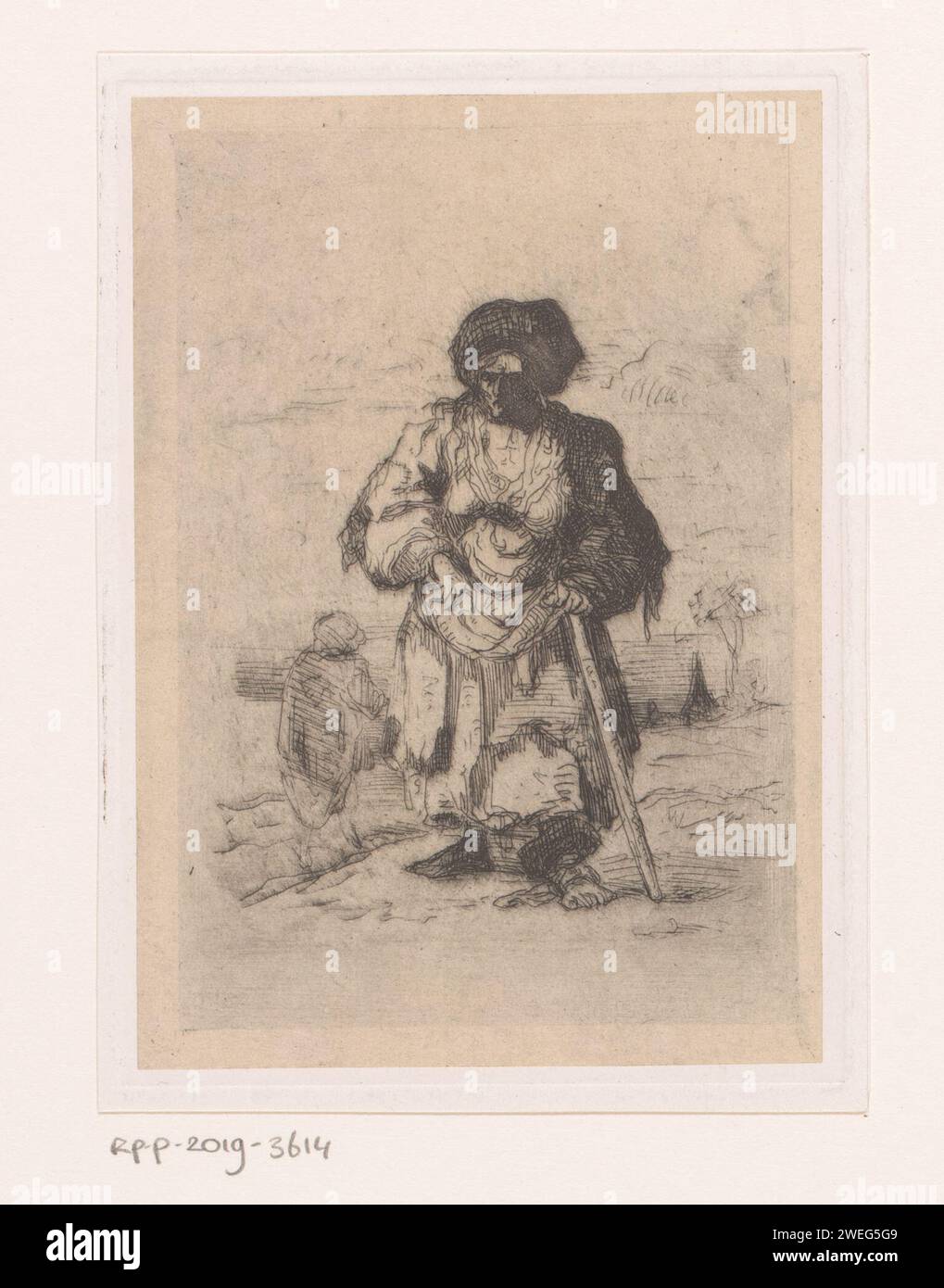 Flemish beggar with walking stick, Van den Kerckhoven, 1847 print paper ...