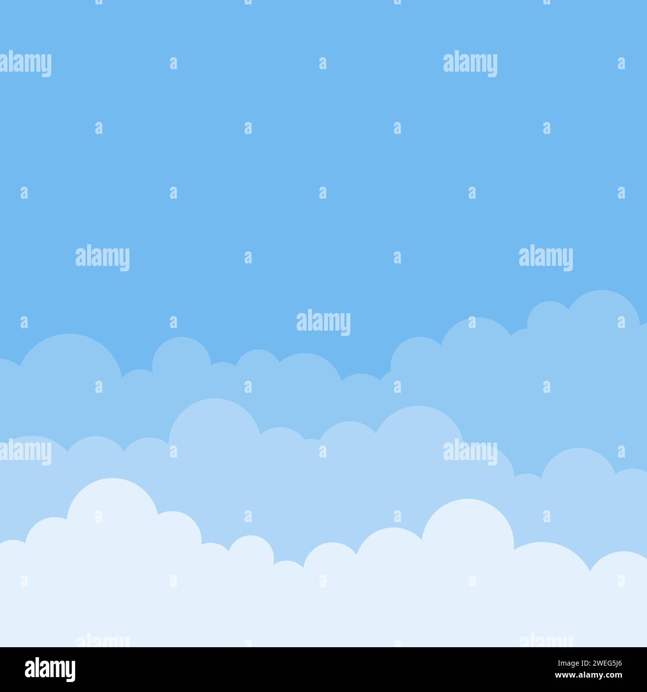 Sky and clouds vector illustration. Simple cartoon blue sky background ...