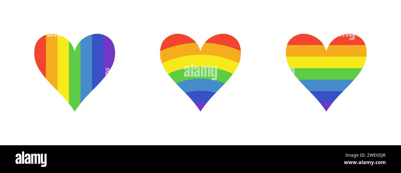 Rainbow heart shape icon set. LGBT or LGBTQ pride symbol Stock Vector ...