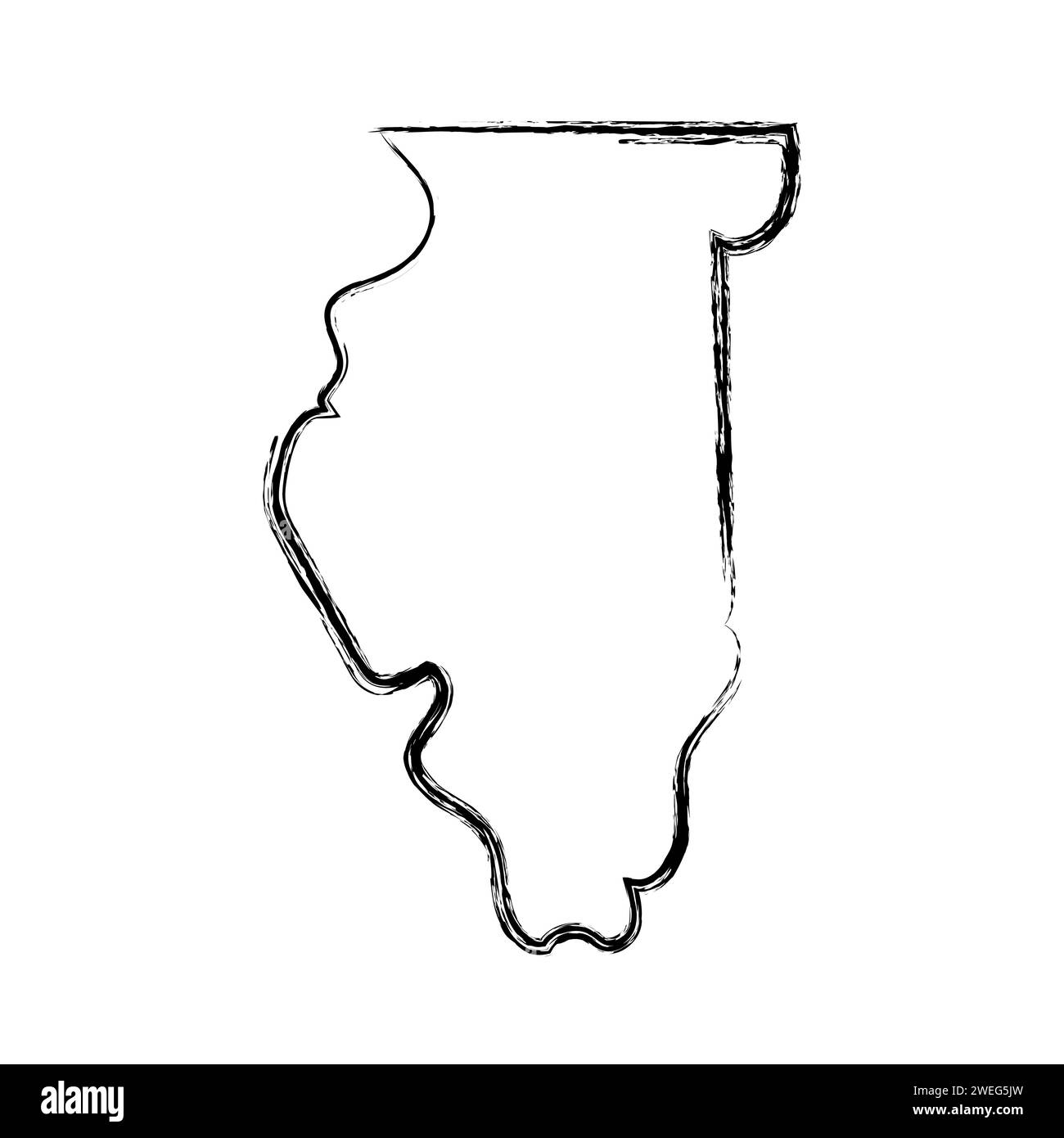 Illinois map outline concept sketch. Isolated vector graphics hand ...