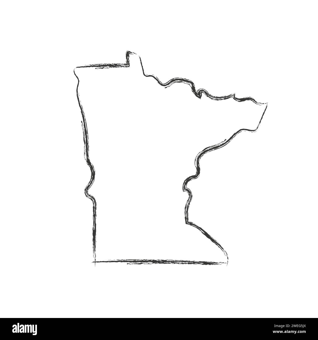 Minnesota hand drawn map. Simple US state outline sketch map. Doodle ...
