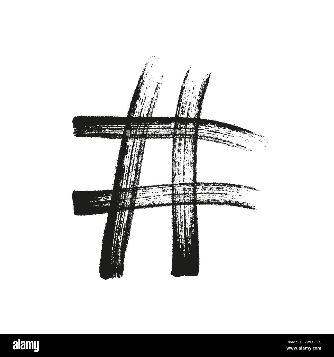 Bold hashtag grunge symbol isolated on white - hand painted hash sign ...