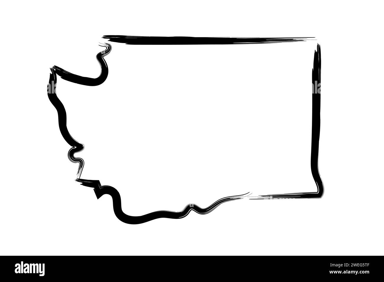 Washington state map outline concept sketch. Isolated vector graphics ...