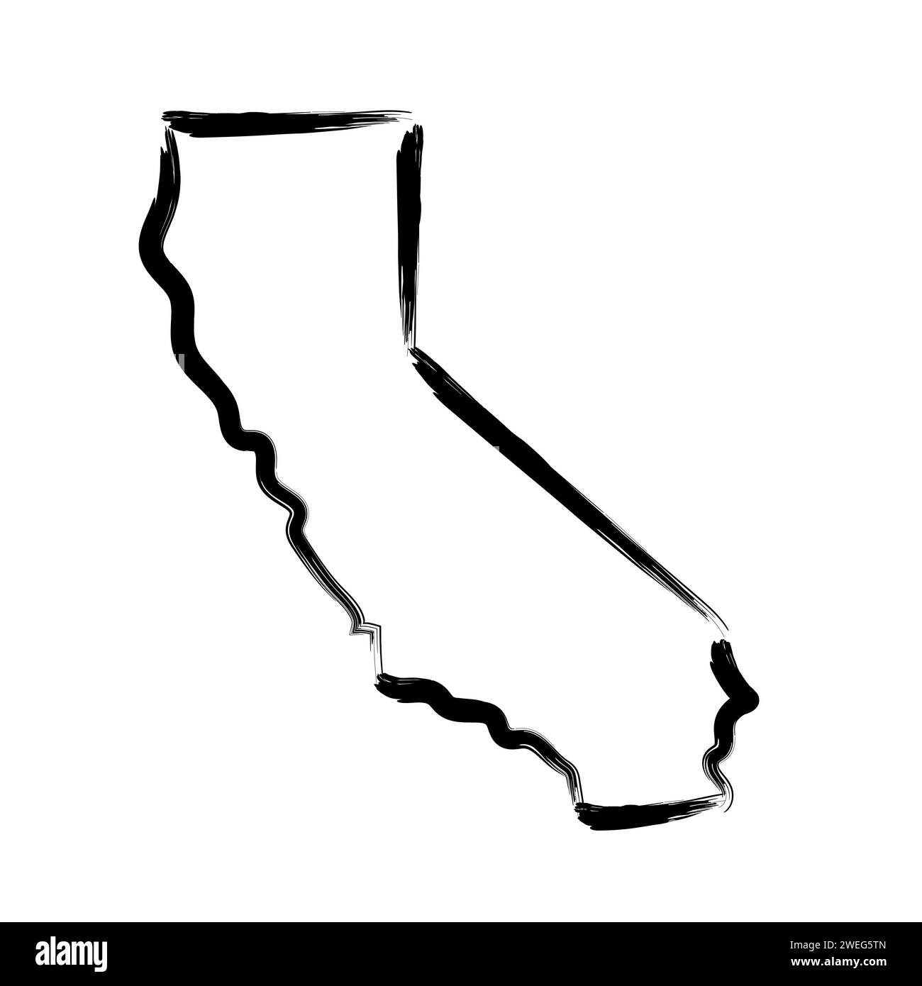 California hand painted map. Simple US state outline sketch map. Doodle ...