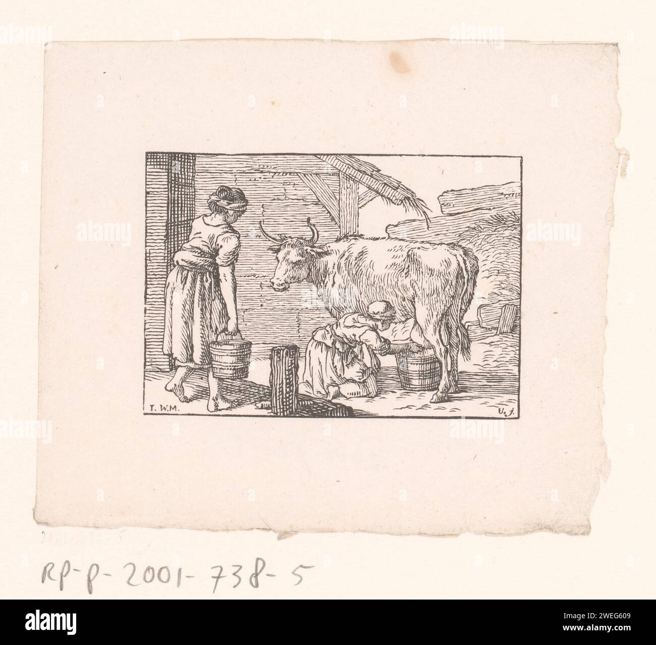 Koe Wordt Molken, Johann Friedrich Gottlieb Unger, 1763 - 1804 print ...