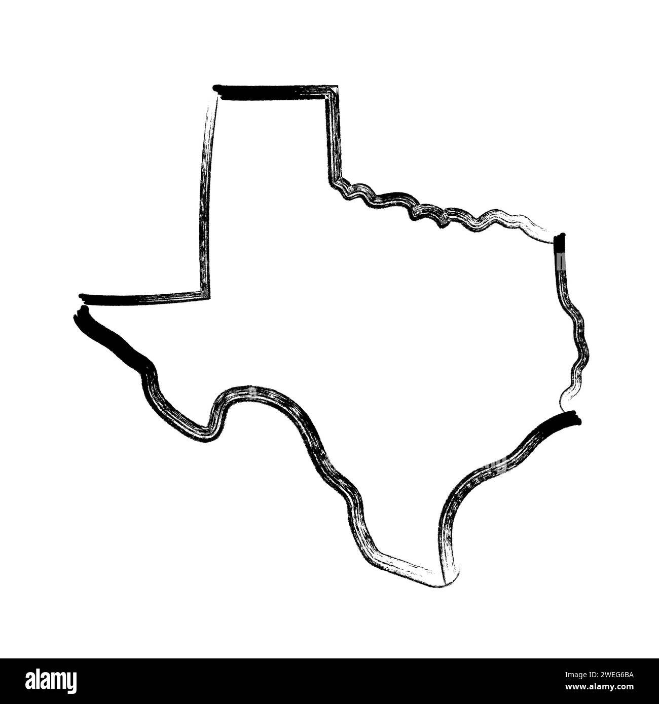 Texas hand drawn map. Simple US state outline sketch map. Doodle style ...