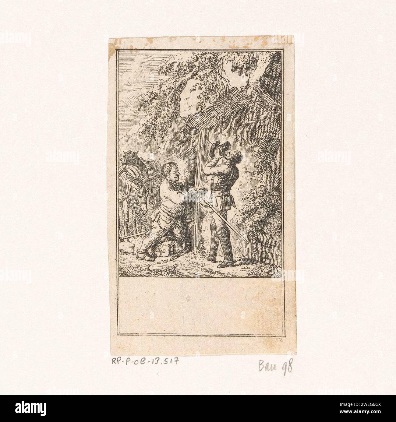 Don Quixote and Sancho Panza drink water from a rock, Daniel Nikolaus ...