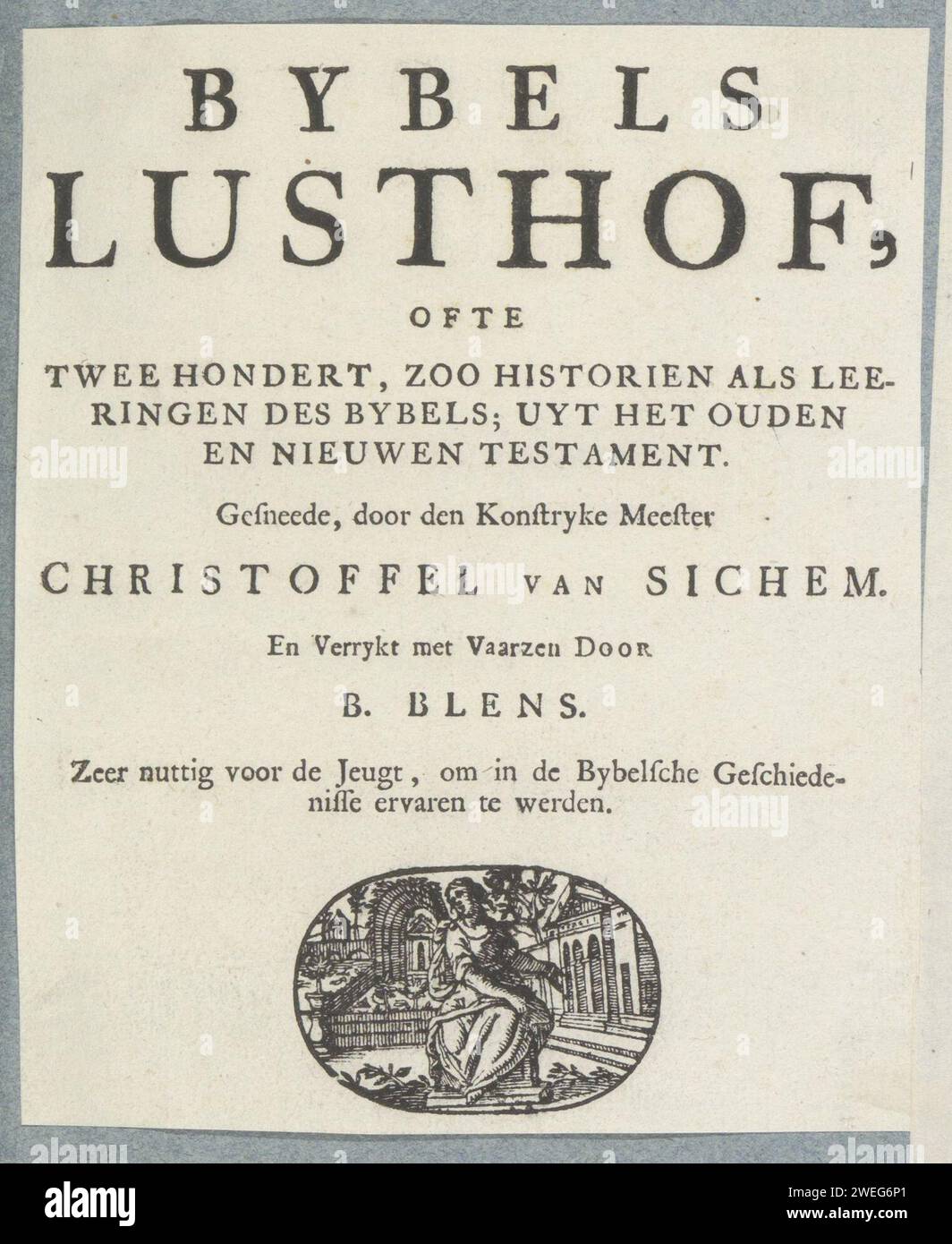 Title vignette with wife (Maria?), 1740 print Oval vignette with a ...