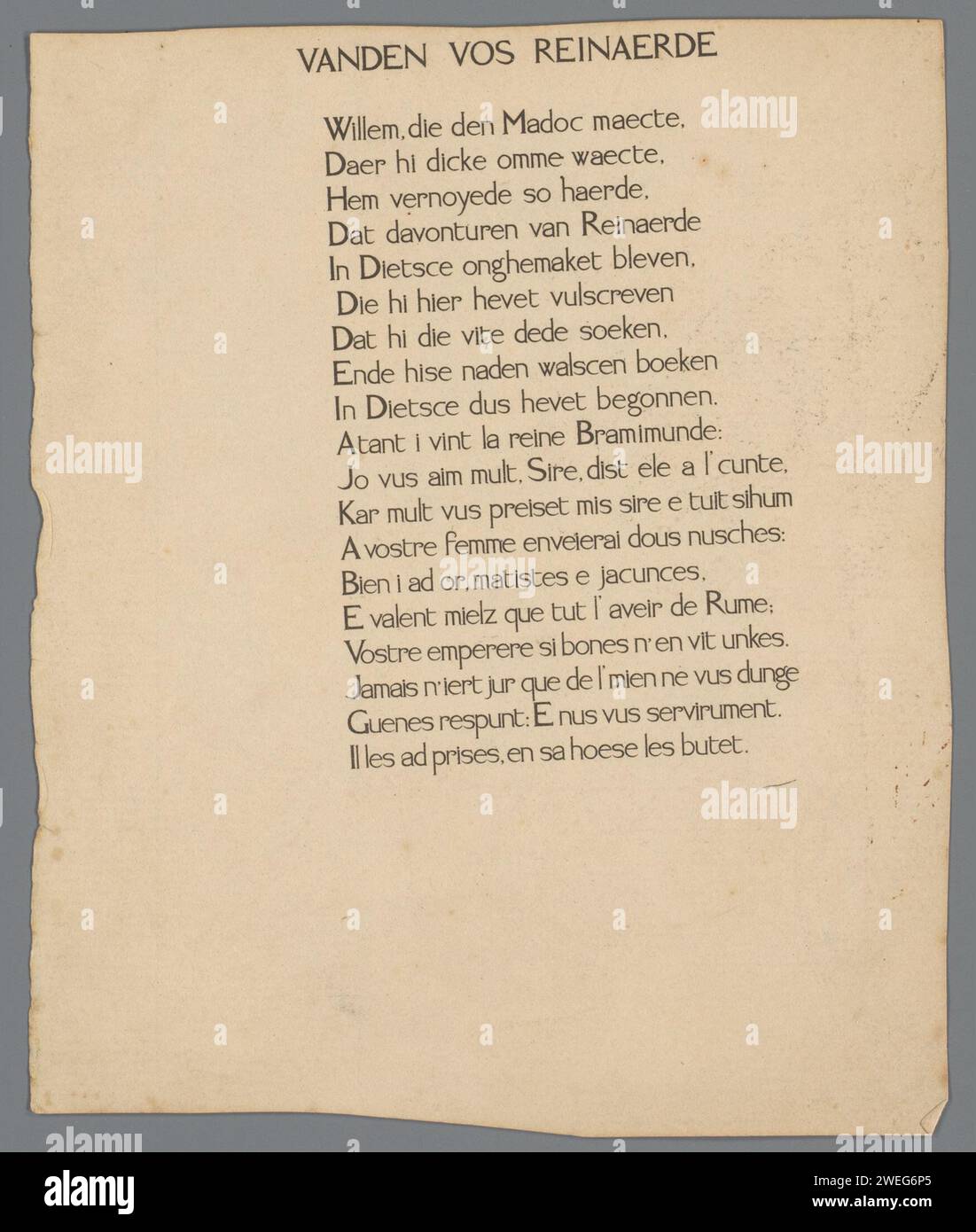 Proef pressure of nineteen lines of Van den Vos Reynaerde in the Hei ...