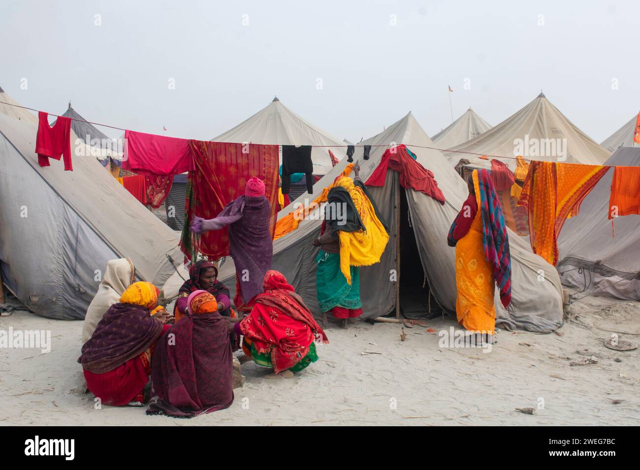 Devotees staying in tents, as they arrives to see, consecration ...