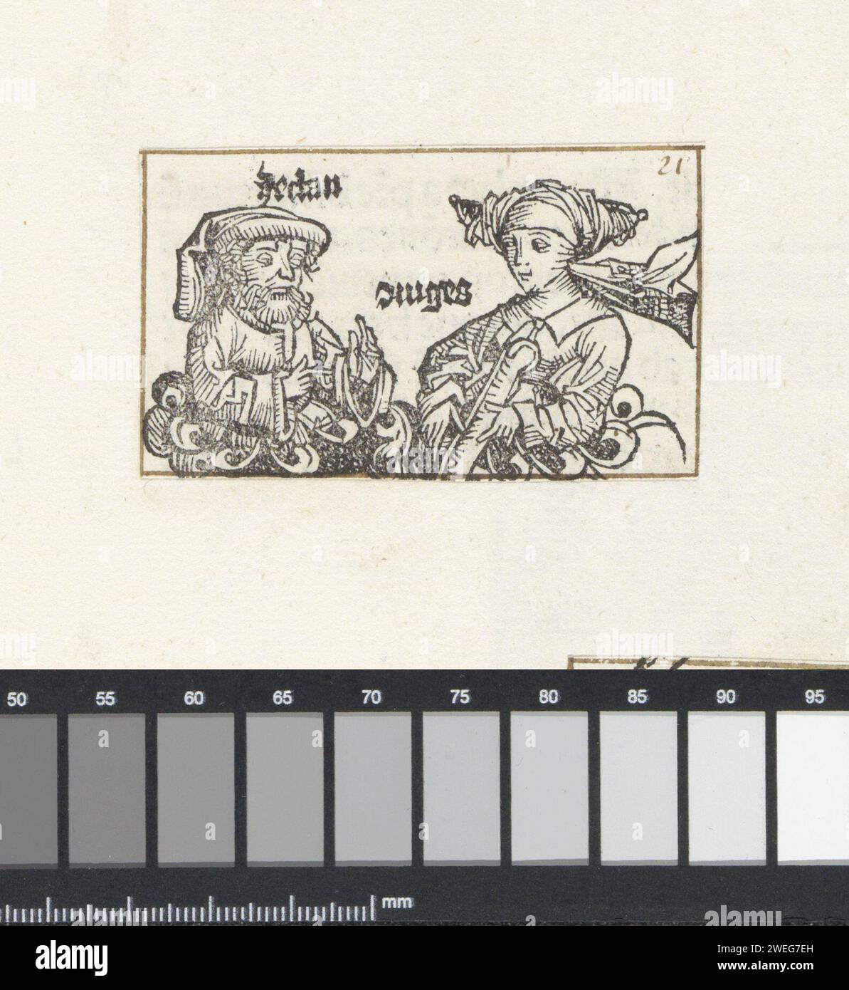 Joktan and his wife, Michel Wolgemut (workshop of), 1493 print Two ...