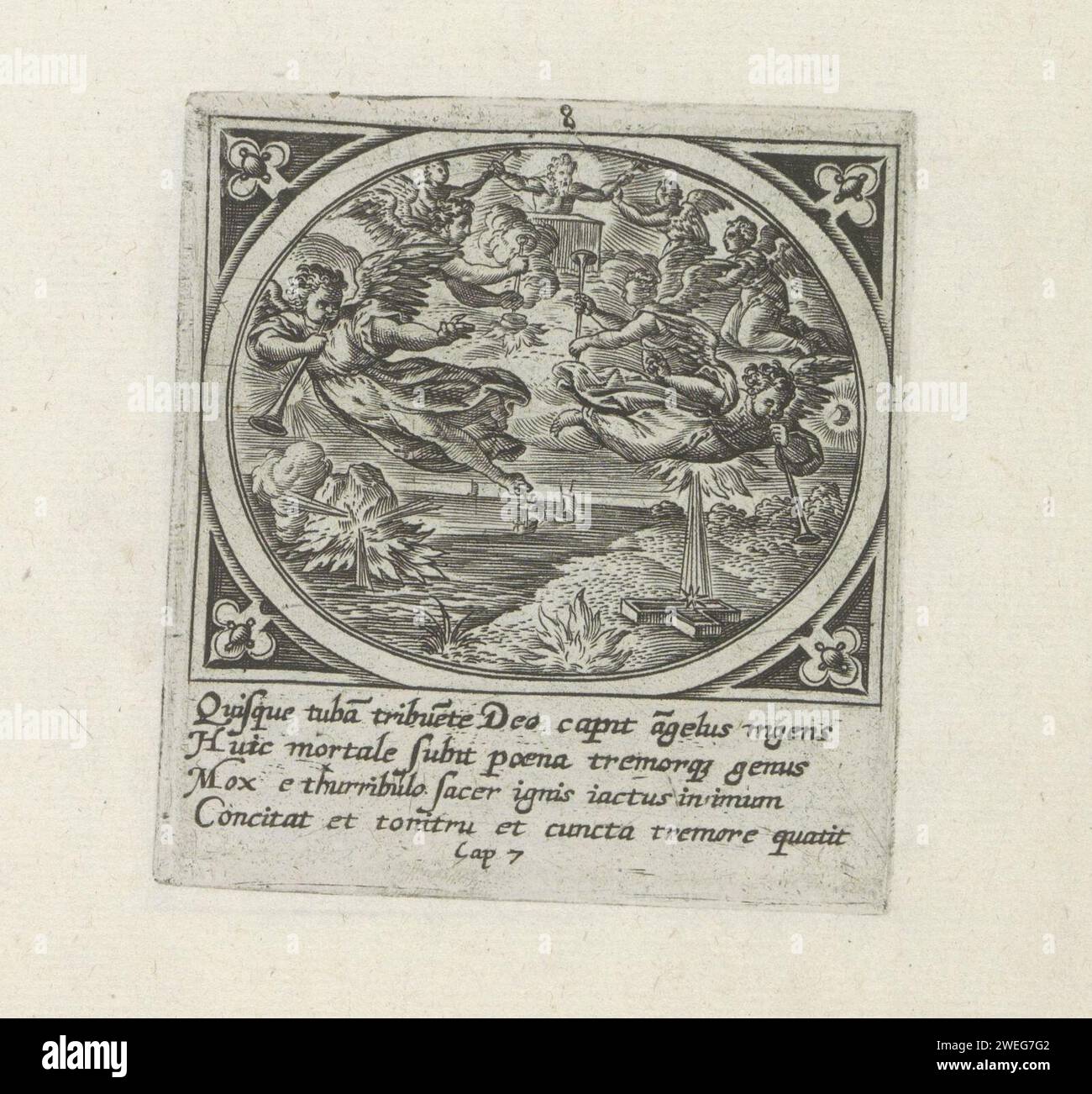 Seven angels get a trumpet, 1585 print Opening the seventh seal: in the ...