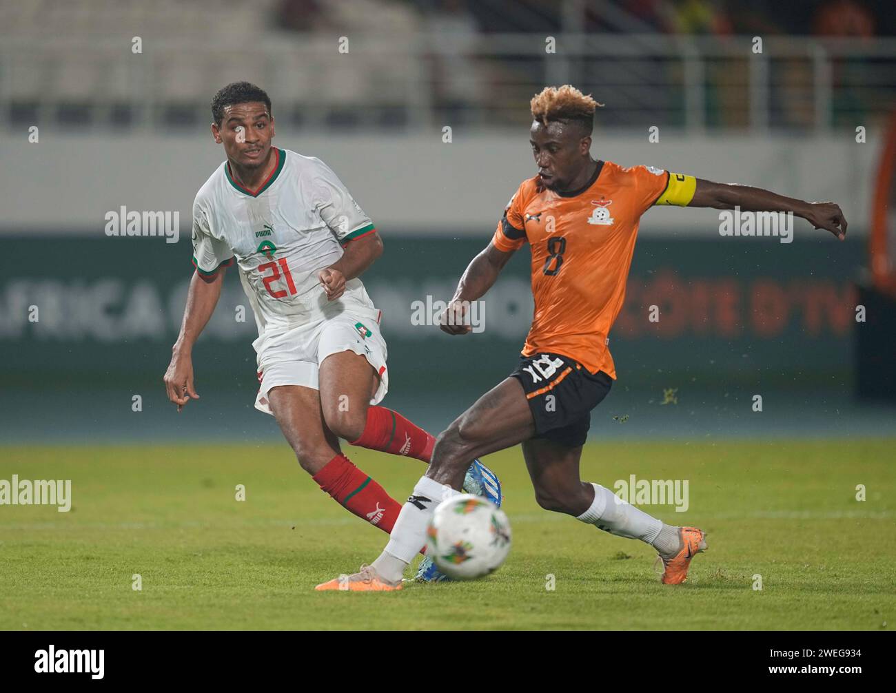January 24 2024: Amine Adli (Morocco) and Sailas Lubambo Musonda ...