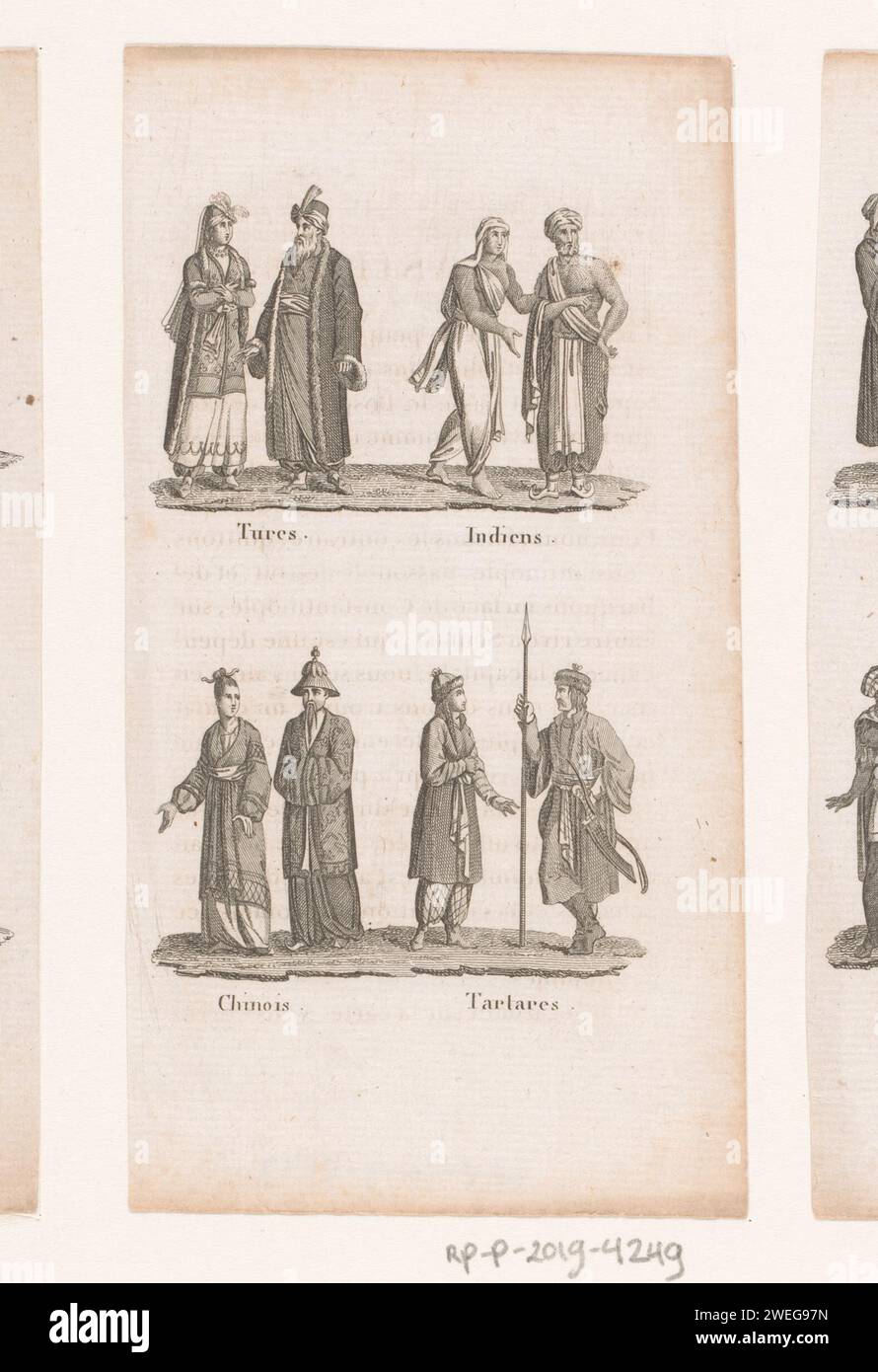 Turks, Indians, Chinese and Tatars in traditional costumes, anonymous ...