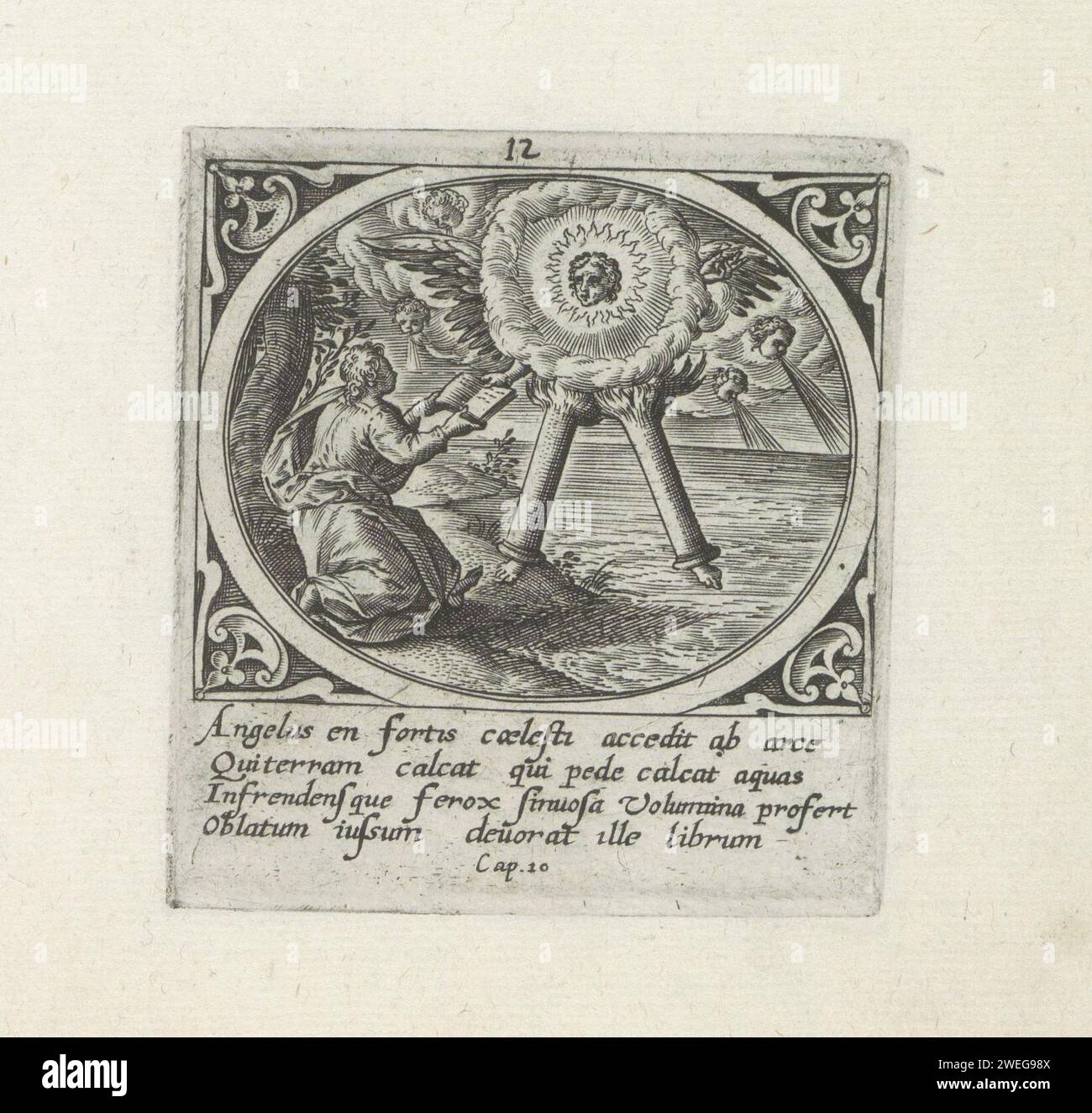 Angel with face like the sun and legs like columns of fire, 1585 print ...
