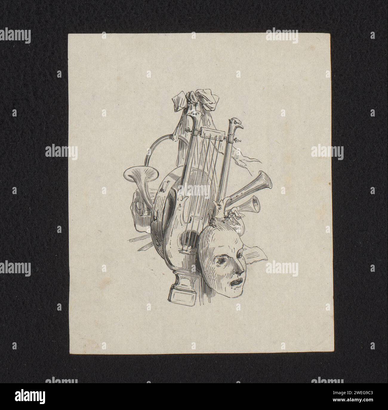 Musical instruments and a mask, Isaac Weissenbruch, 1836 - 1912 print ...