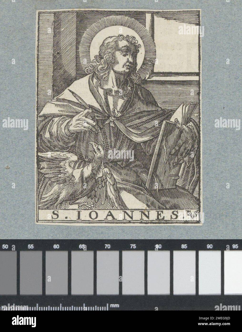 Evangelist Johannes, in or before 1648 print Johannes de Evangelist with goose feather, book and ...