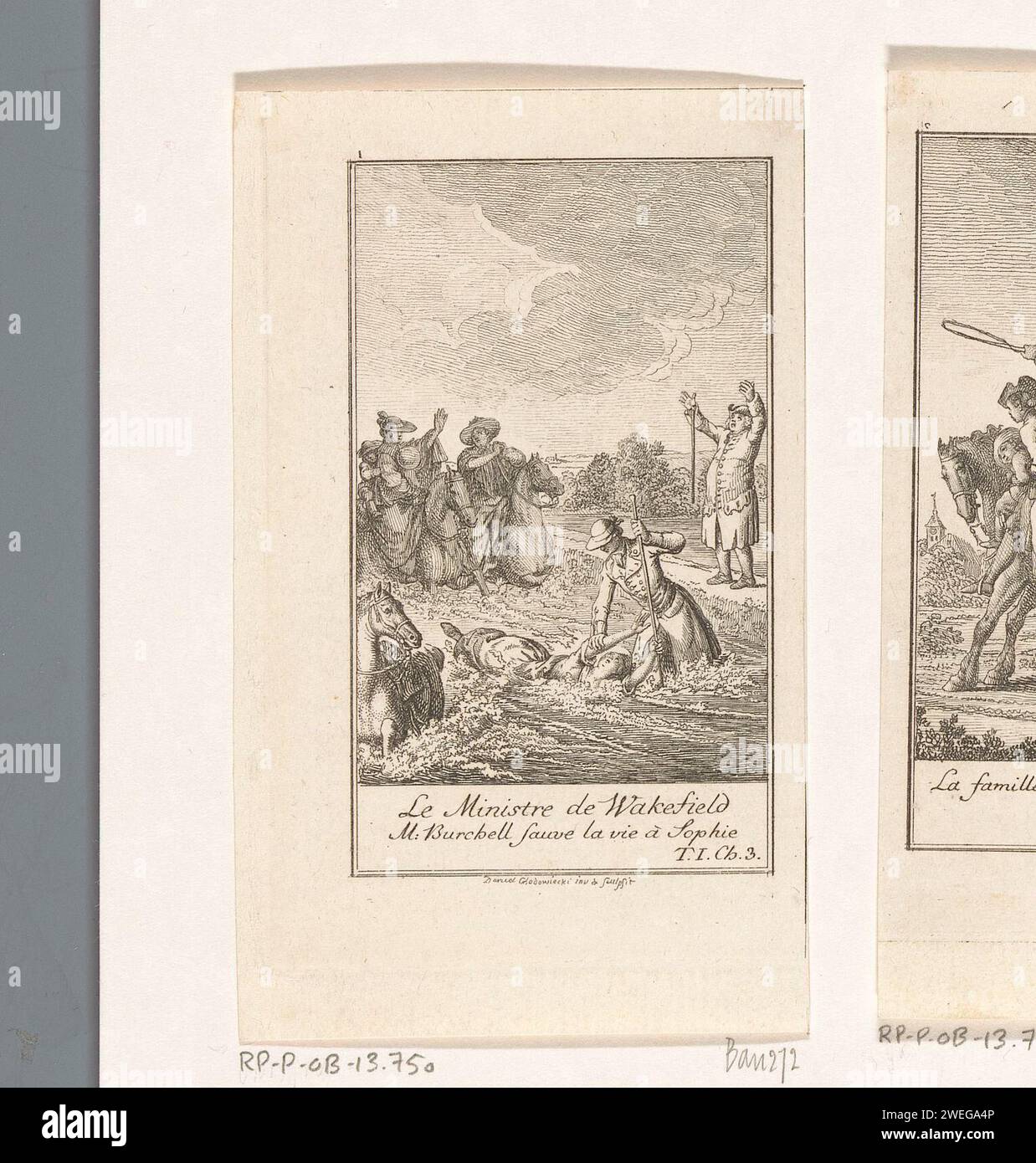 Mr. Burchell saves Sophie from drowning, Daniel Nikolaus Chodowiecki ...