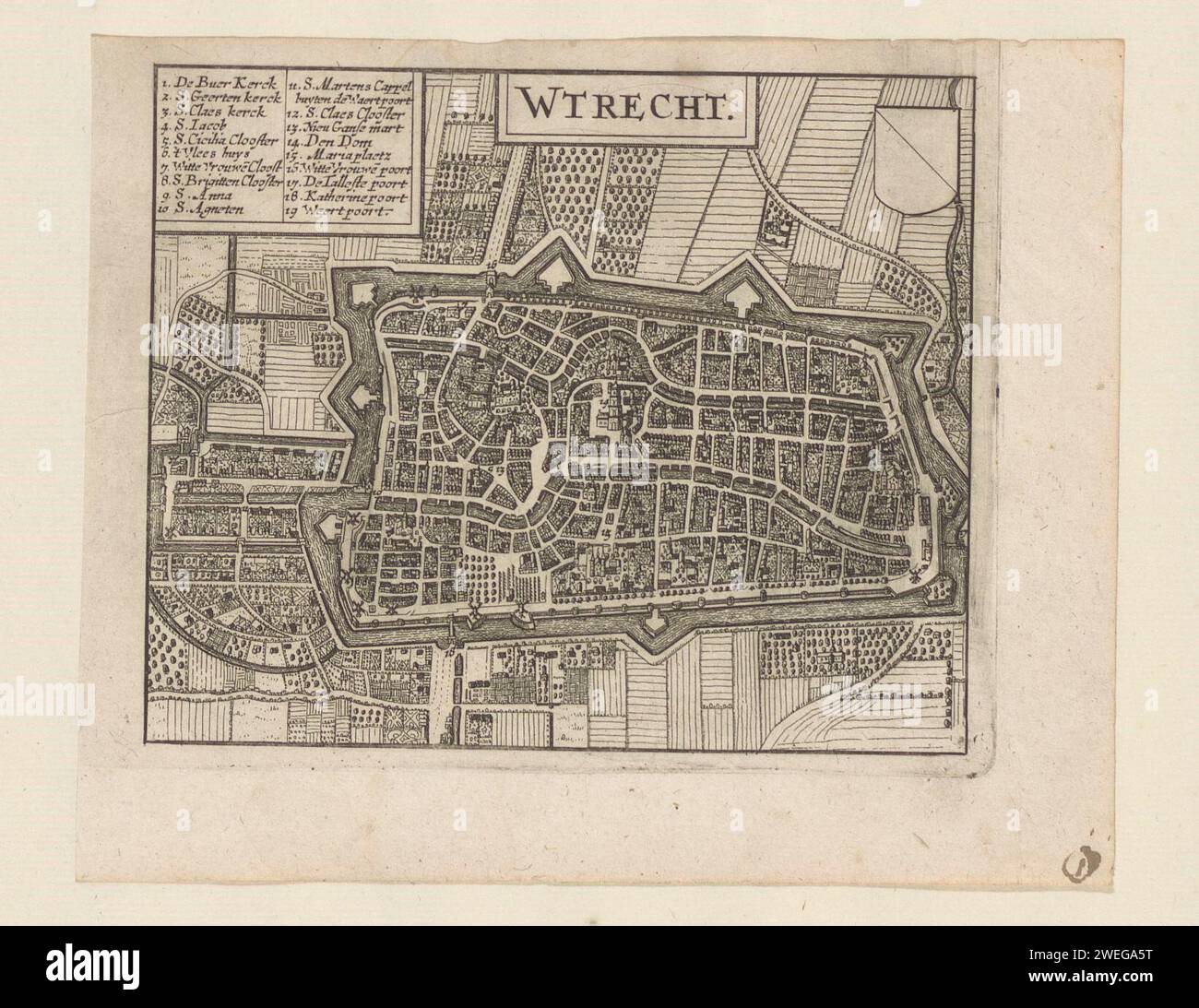 Map of the city of Utrecht, Anonymous, 1652 print Map in a nutshell ...