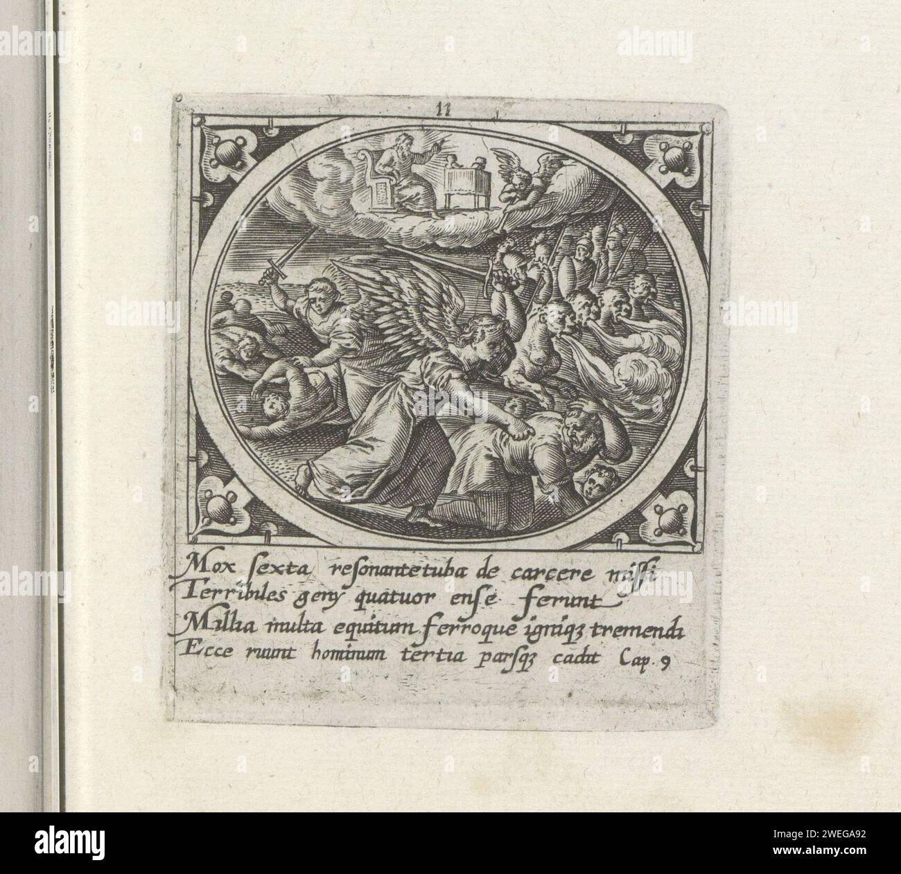 Sixth Engel blows on Bazuin, 1585 print The sixth angel blows on the ...