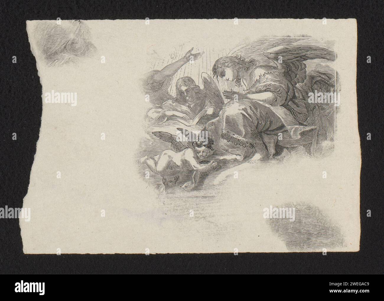 Cloud with angels and a cherub, Isaac Weissenbruch, 1836 - 1912 print ...