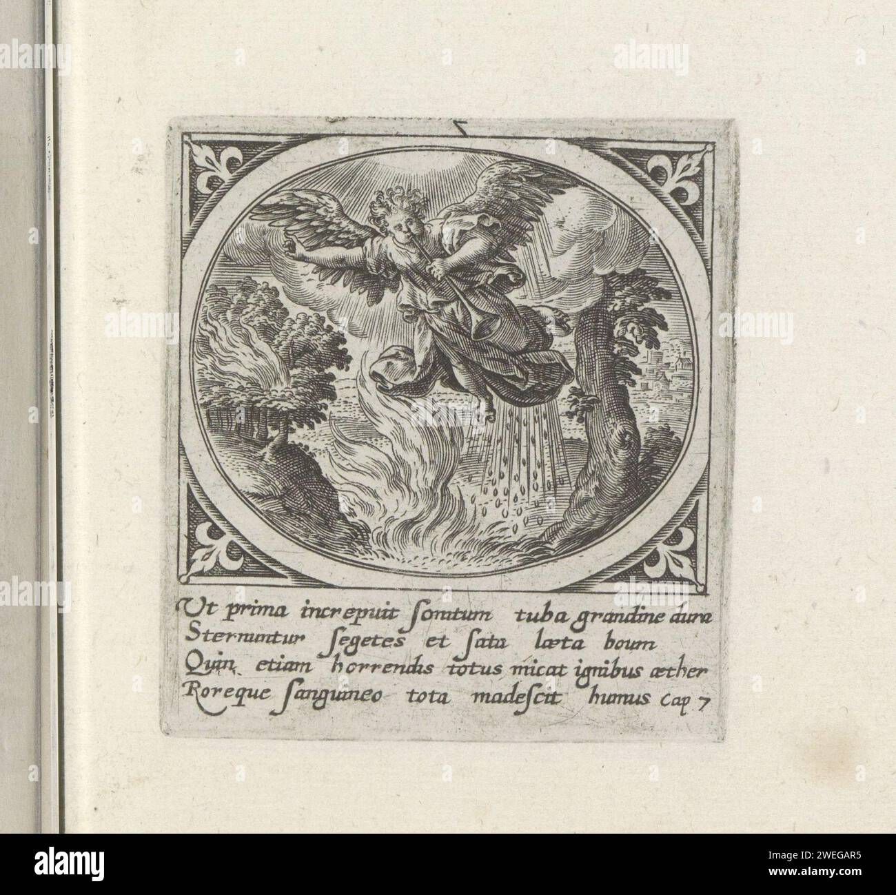 First Angel blows on Bazuin, 1585 print The first of seven angels blows ...