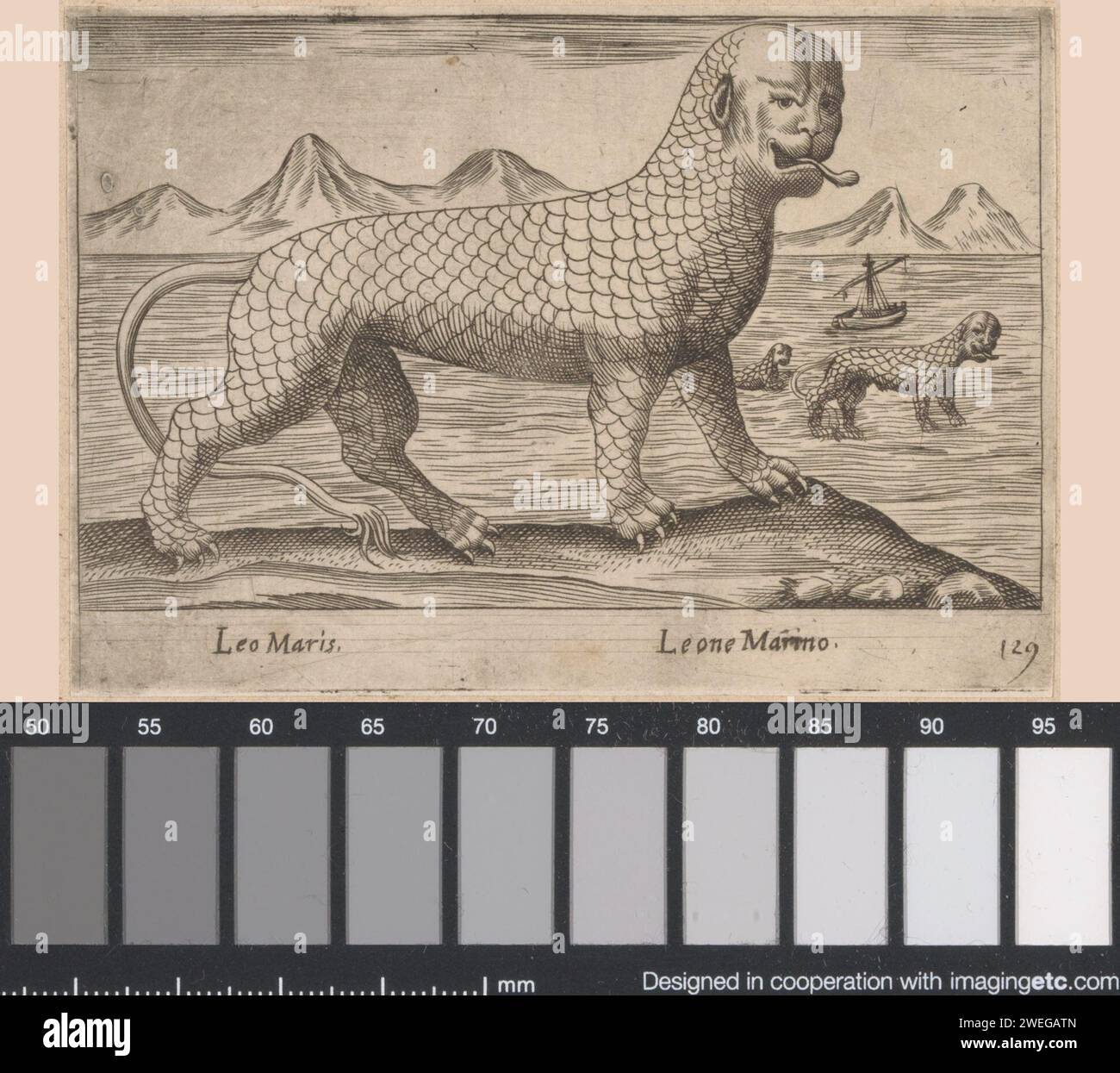 Zeeleeuw, Antonio Tempesta, in or before 1650 print A lion with fish ...