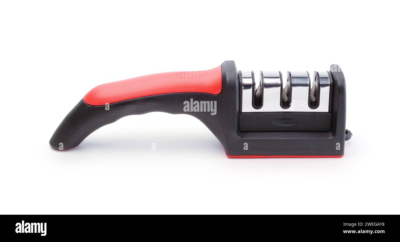 Manual new knife sharpening device isolated on white Stock Photo - Alamy