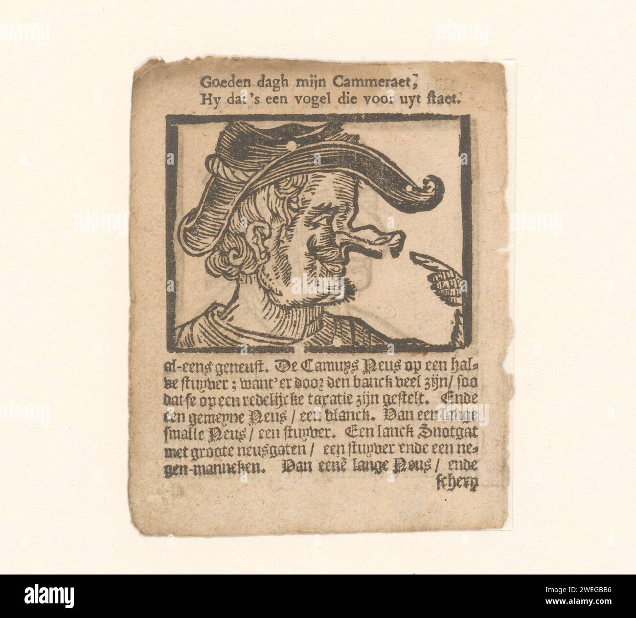 Man with a long nose he points to, Anonymous, 1715 print paper ...