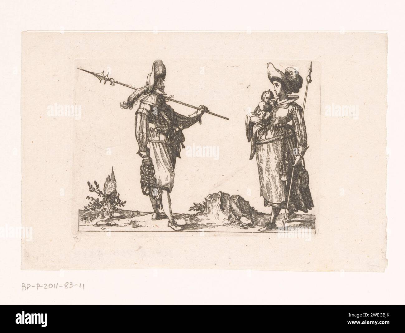 Piekenier and a woman with child who holds a lance, Rudolph Meyer, 1615 ...