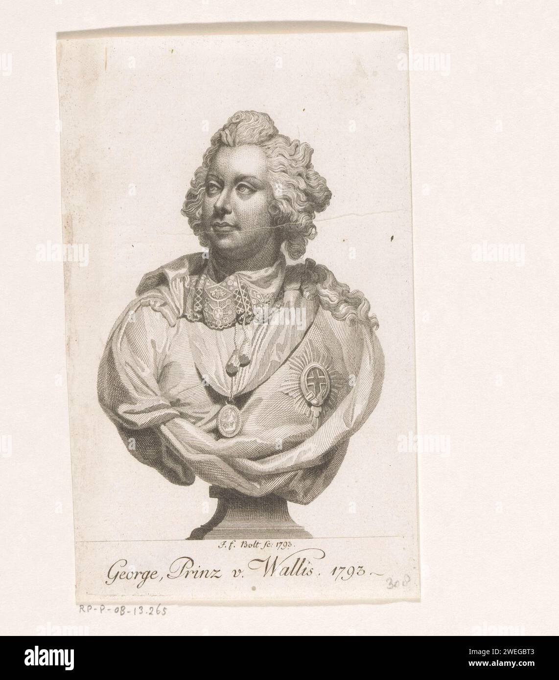 Bust of George IV as Prince of Wales, Johann Friedrich Bolt, 1793 print ...