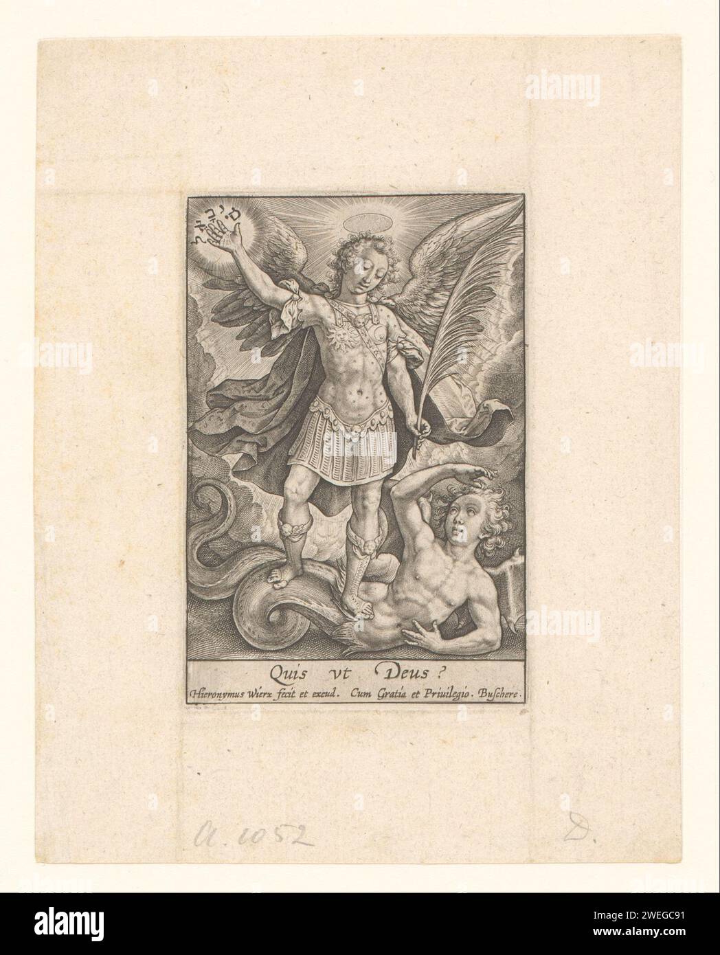 Michaël subjects the devil, Hieronymus Wierix, 1563 - Before 1619 print ...