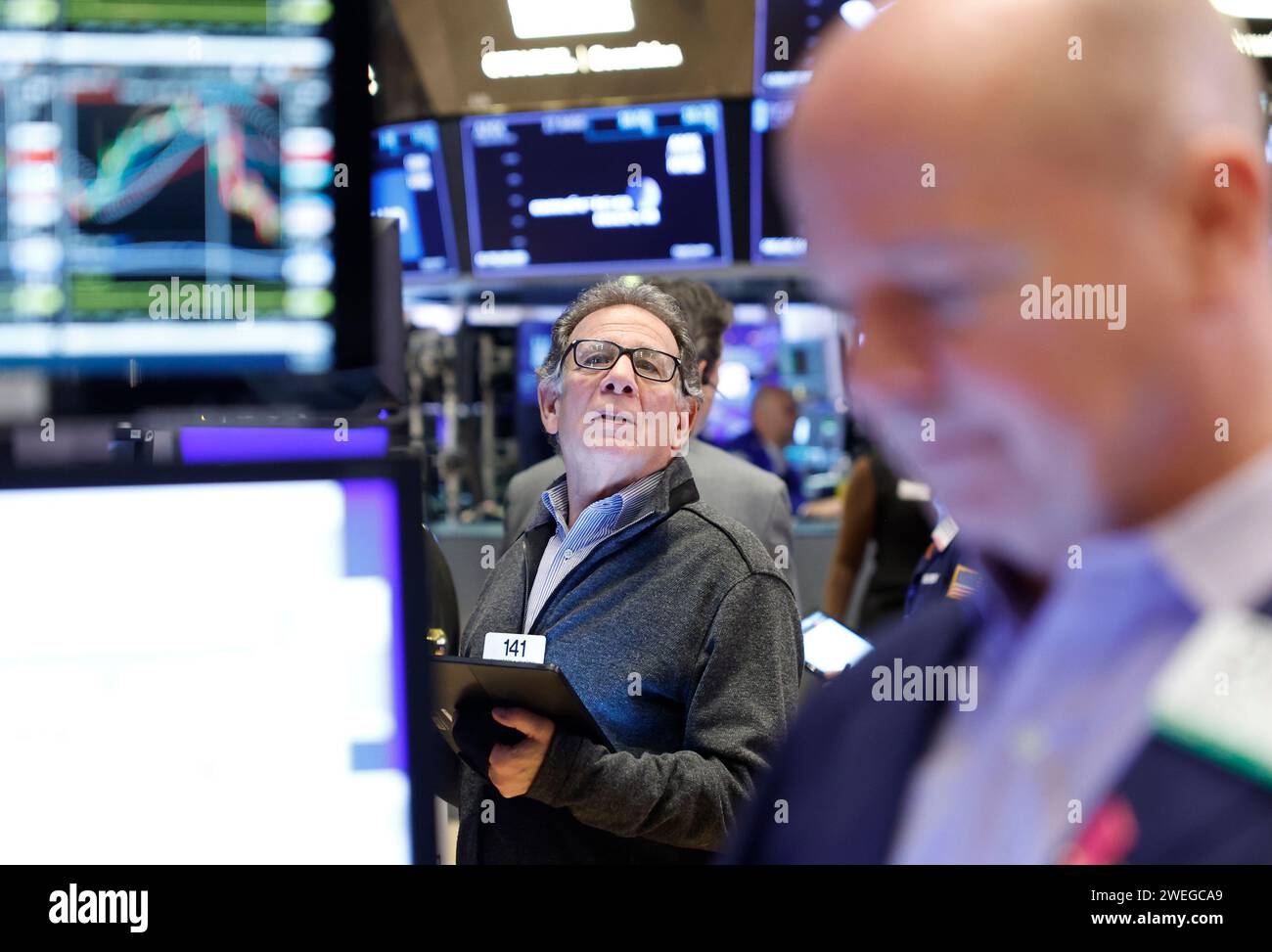 New York United States 25th Jan 2024 Traders Work On The Floor Of