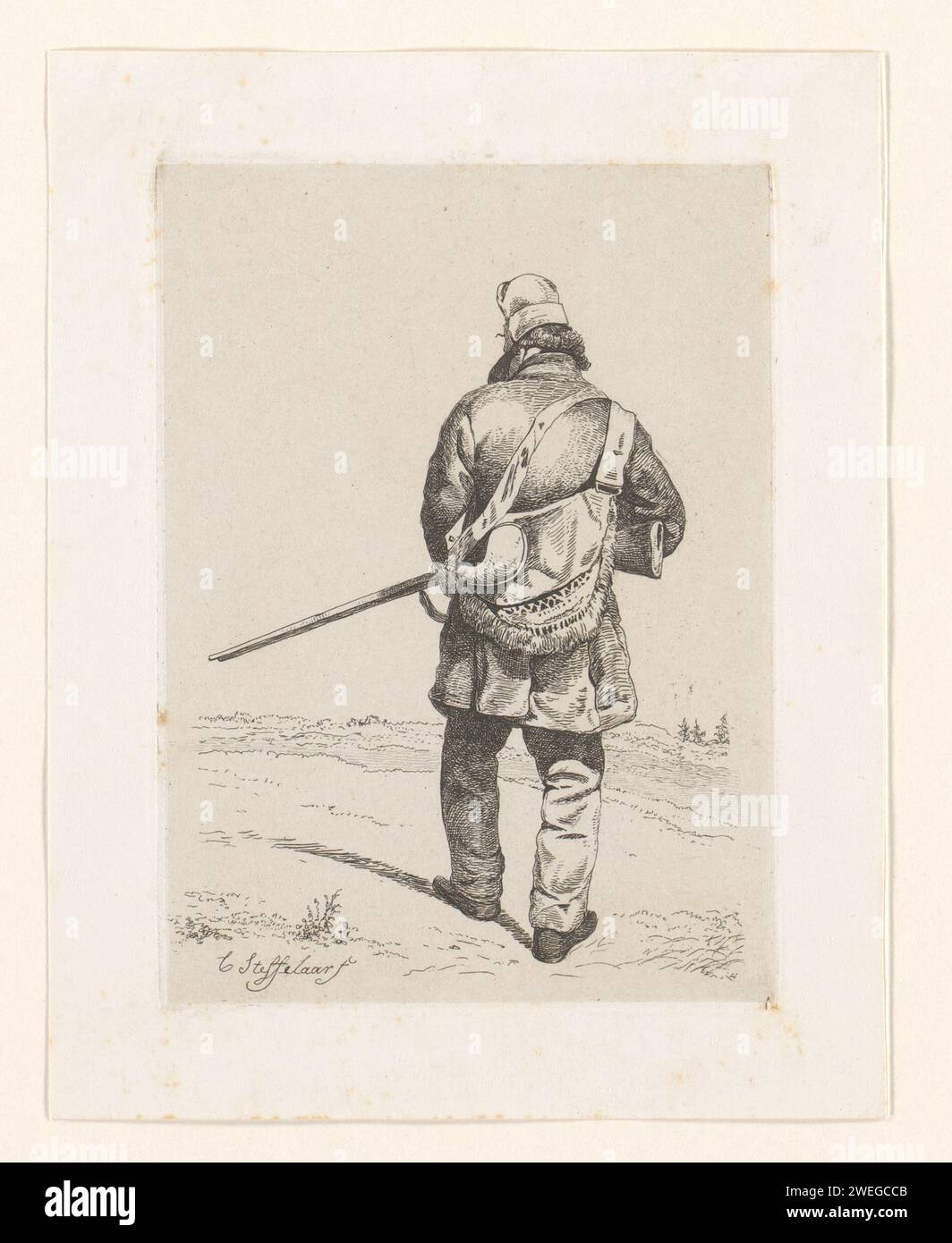Jager seen on the back, Cornelis Steffelaar, 1807 - 1861 print paper ...