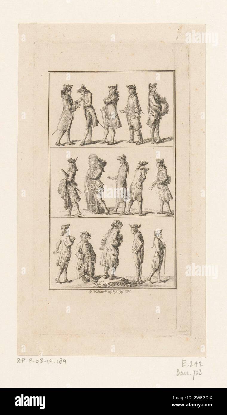 Male servants and a woman, Daniel Nikolaus Chodowiecki, 1780 print ...