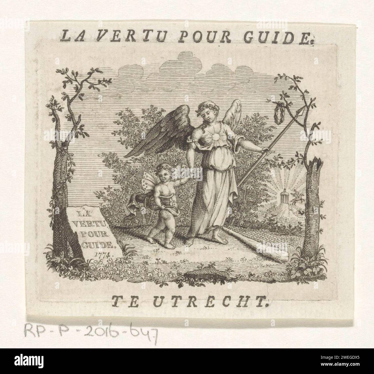 DRUGD as a GIDS, Jacob Van the Skley, 1774 print A putto with butterfly ...