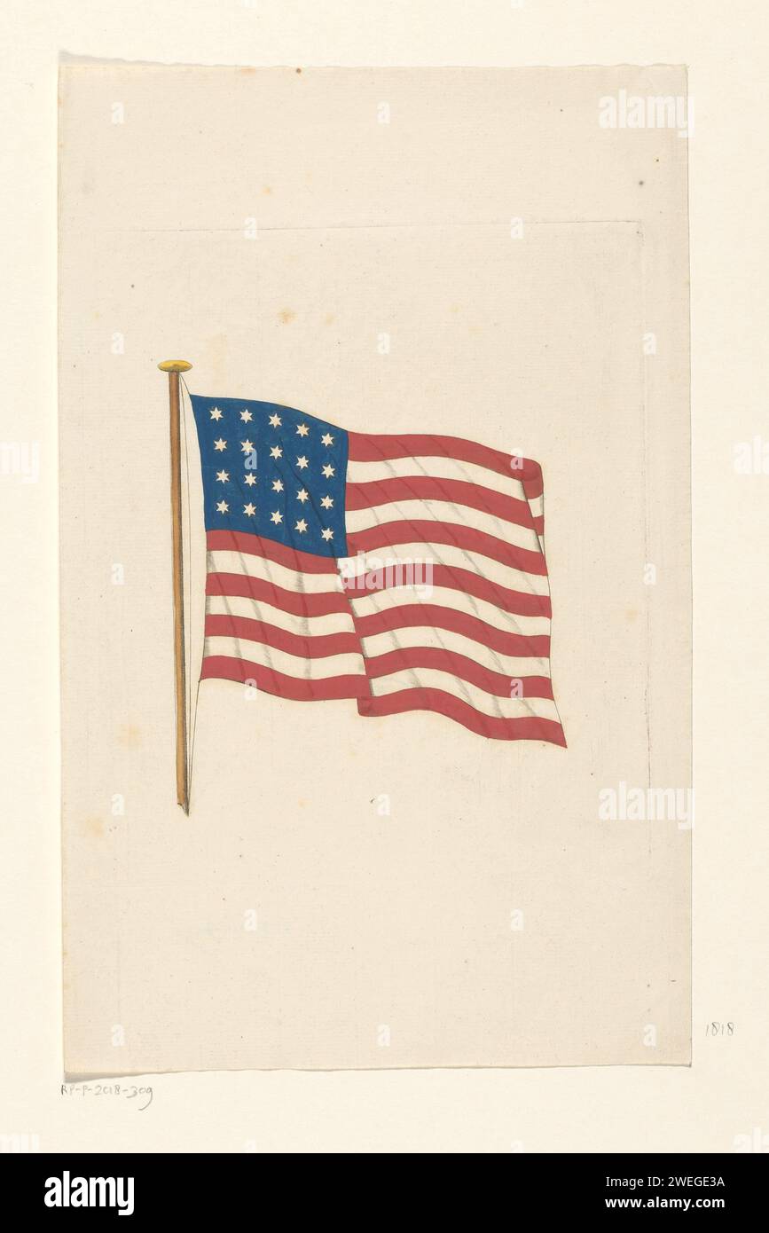 American flag, 1818, Anonymous, 1818 - 1820 print American flag with ...