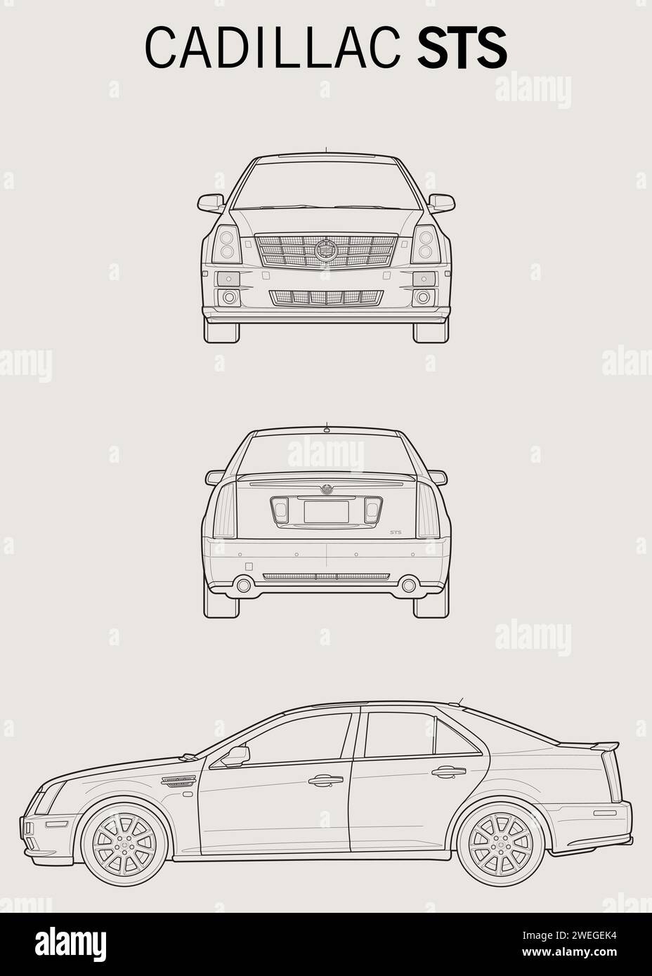 Old cadillac detail Stock Vector Images - Alamy