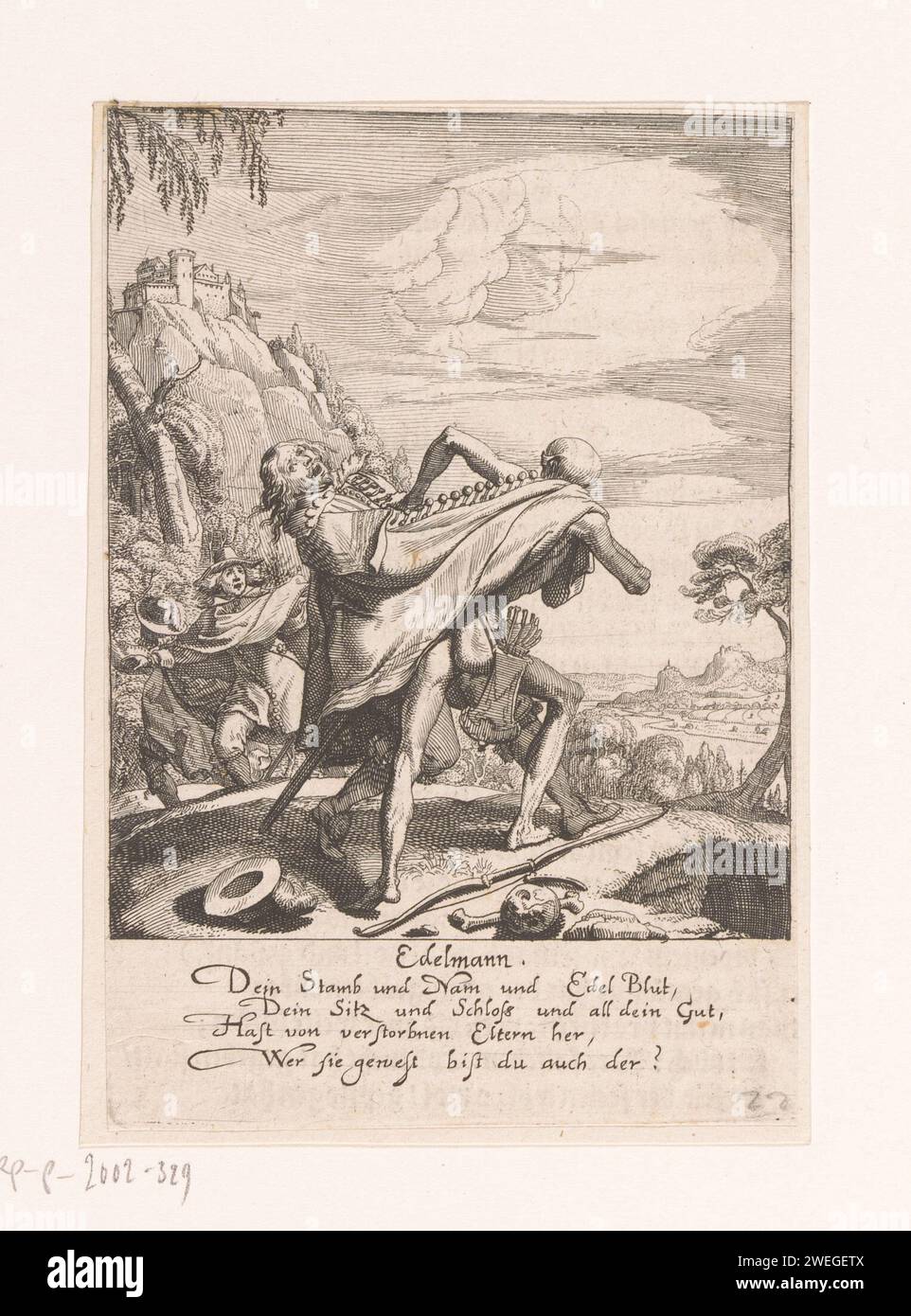 Edelman and Death, Conrad Meyer, 1650 print paper etching knight. Death ...